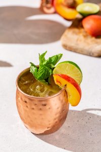 Peach Mango Mule Cocktail - Summer Fruit Moscow Mule