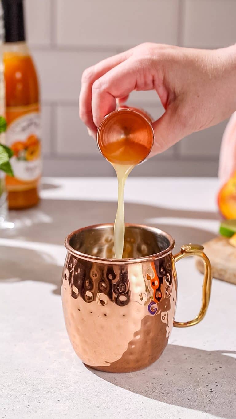 Peach Mango Mule Cocktail - Summer Fruit Moscow Mule