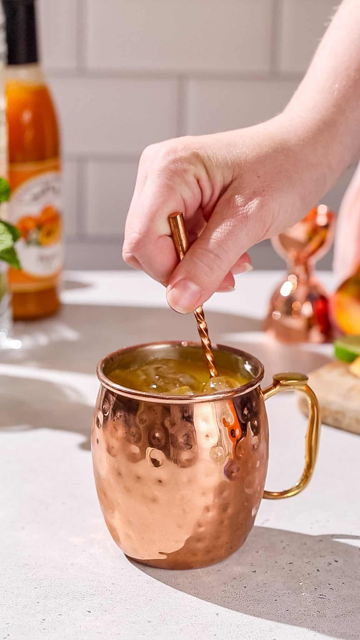 Peach Mango Mule Cocktail - Summer Fruit Moscow Mule